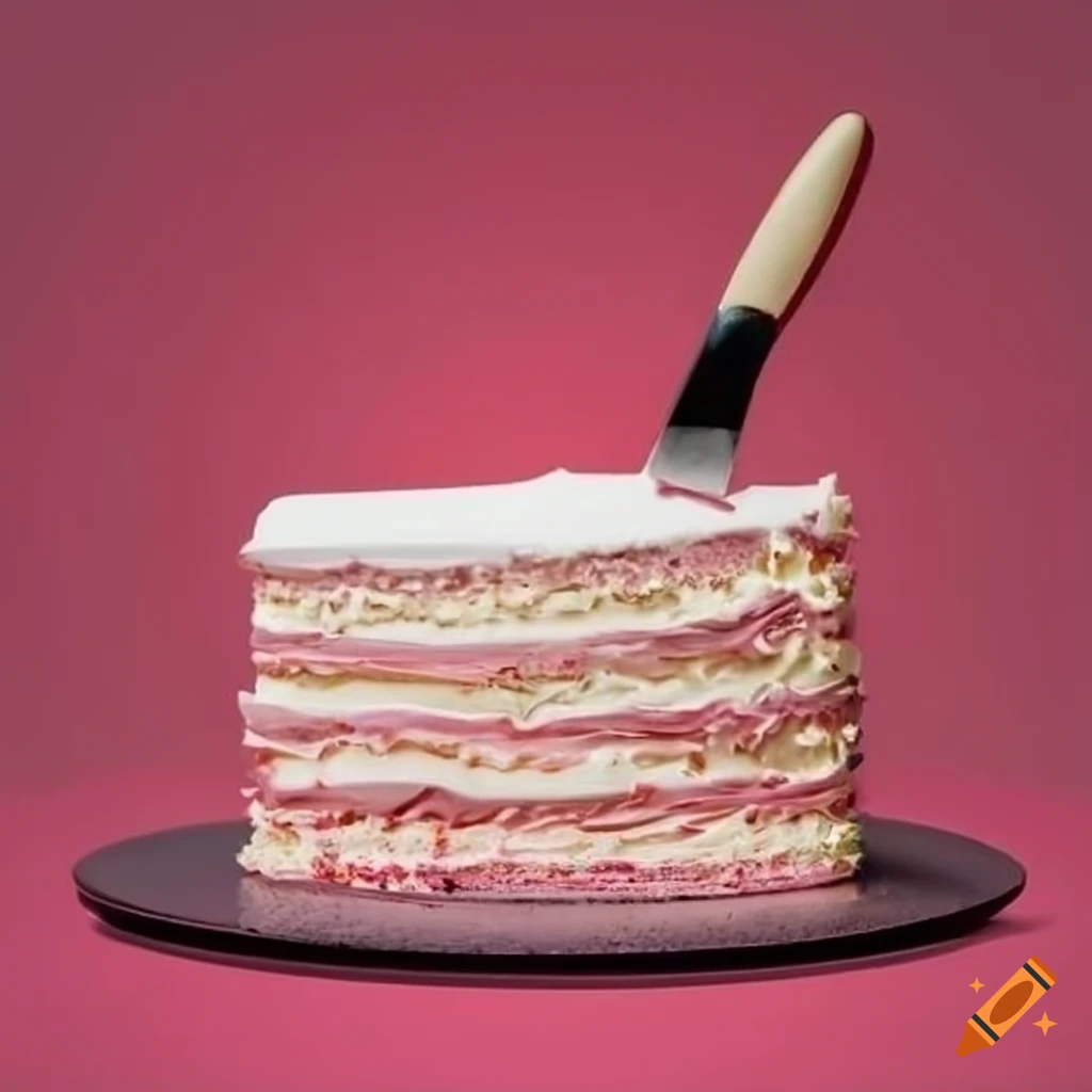 Delicious double layer cake with red and pink background