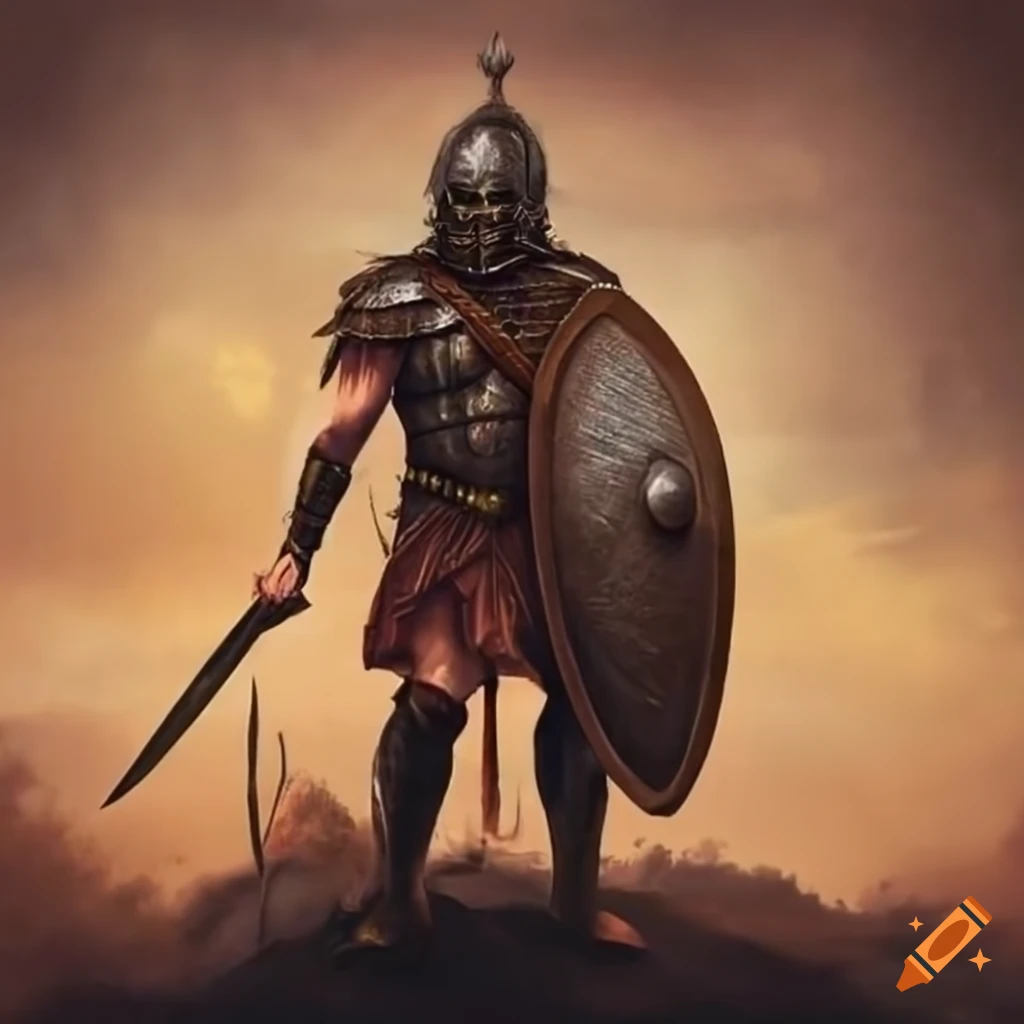 Image of a warrior with sword and shield on Craiyon