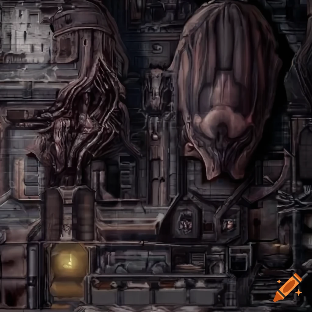 Desiccated alien creature in a 2d metroid game