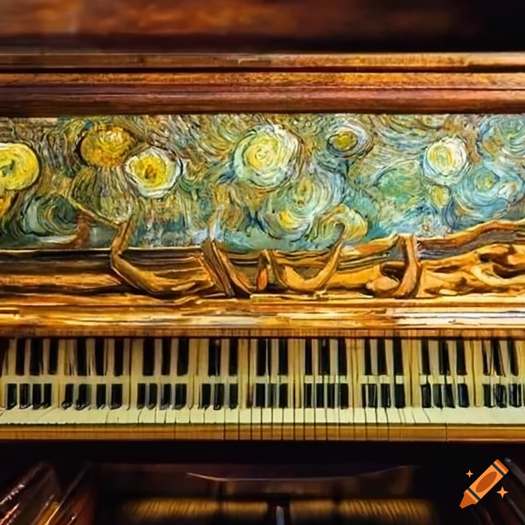 Vincent van gogh's painted grand piano on Craiyon