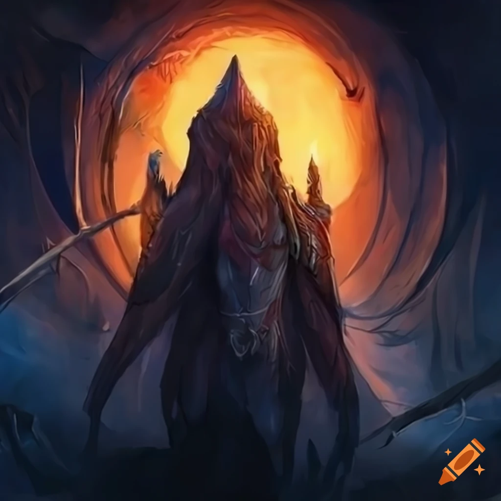 Art of a desert wizard controlling fire