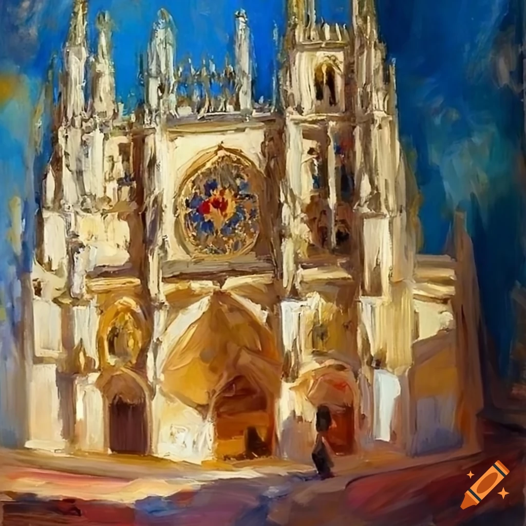 Burgos cathedral depicted in oil painting on Craiyon