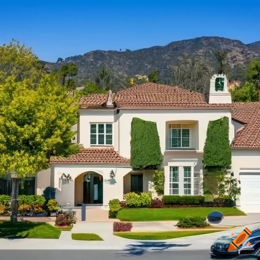Stunning shot of a luxurious California neighborhood on Craiyon