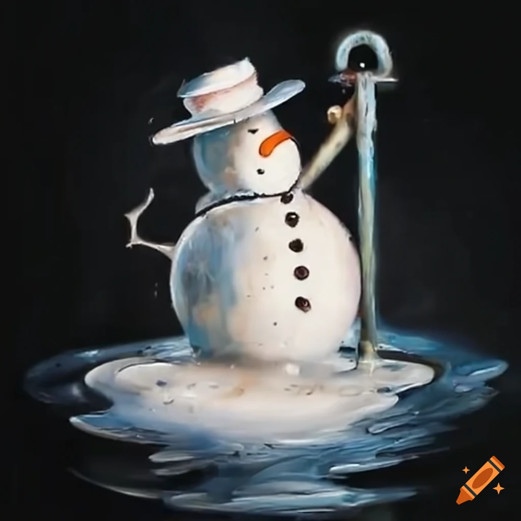 Melting snowman drips water into pipes