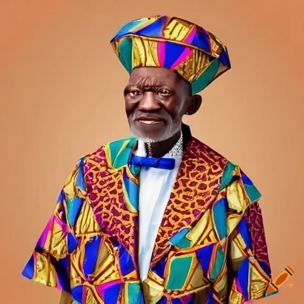 Stylish african elder in traditional kitenge outfit