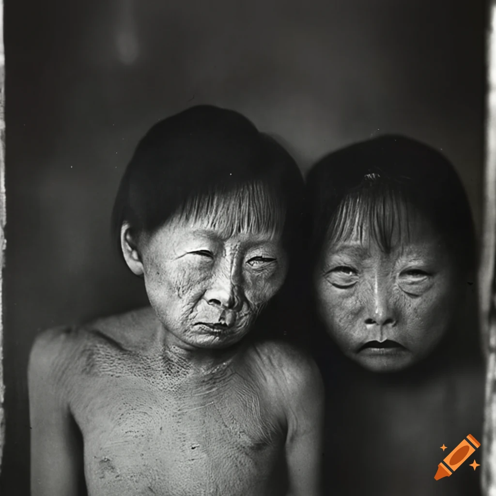 Black and white photo of impoverished people in 19th century japan