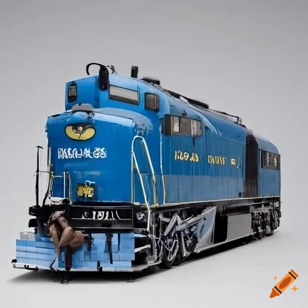 Blue e2 class locomotive with the word 'legible' on the side