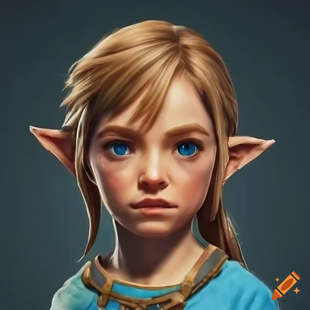 Hyper realistic portrait of link's sister from legend of zelda breath ...