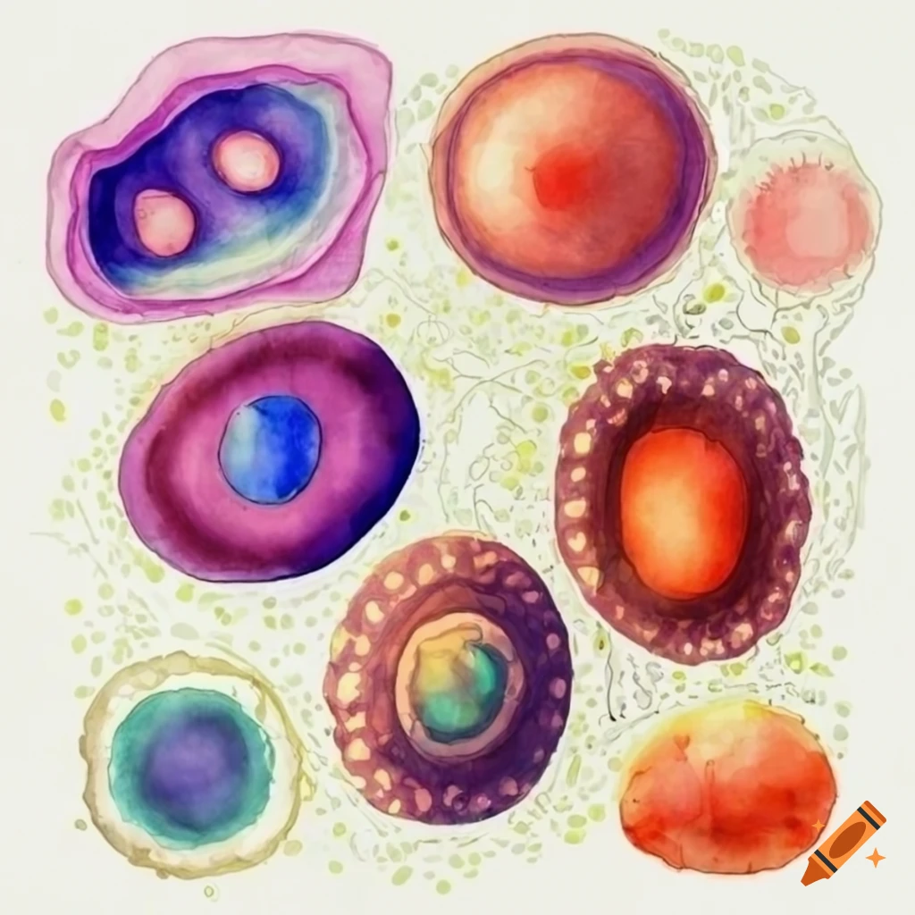 Watercolor illustration of cells