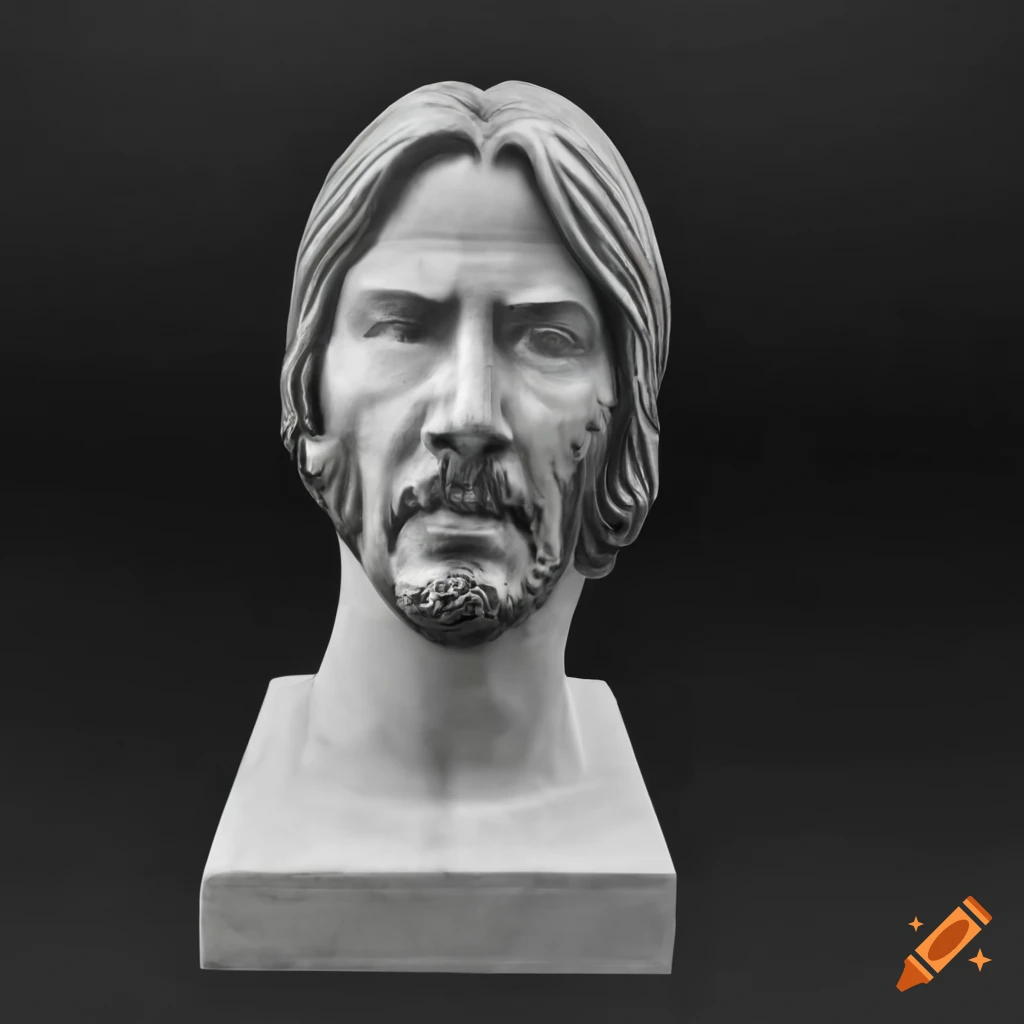 Marble sculpture of keanu reeves as john wick on Craiyon