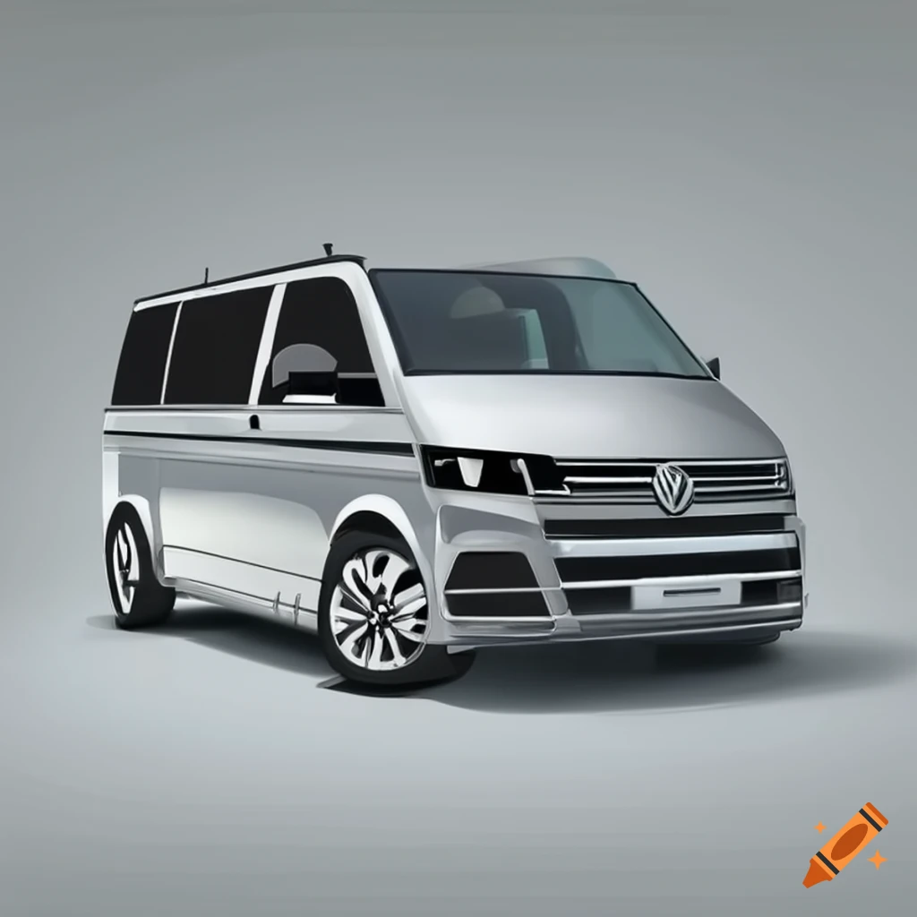 Silver side view of a cartoon vw t5