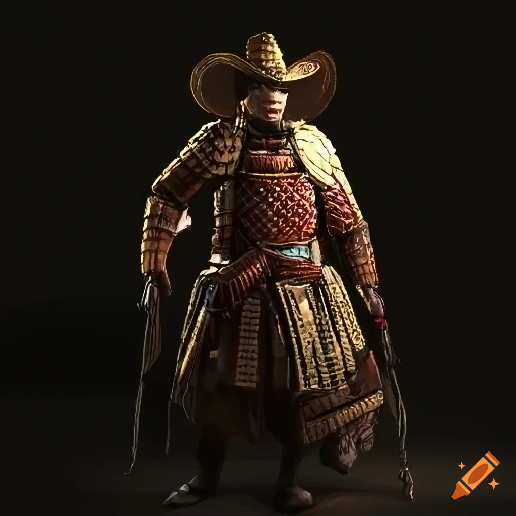 Artwork of a cowboy samurai with inca influences on Craiyon