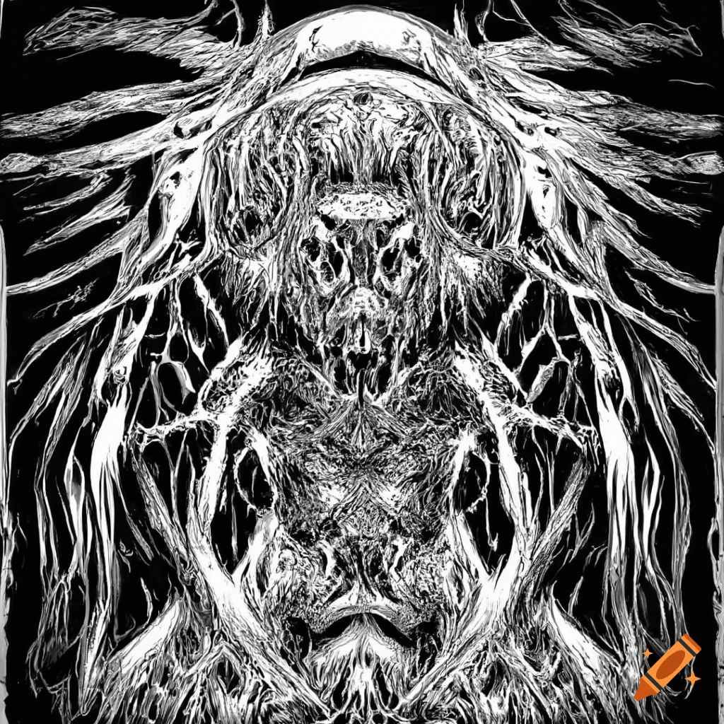 Sketch of a silver creature emerging from toxic fluid on Craiyon