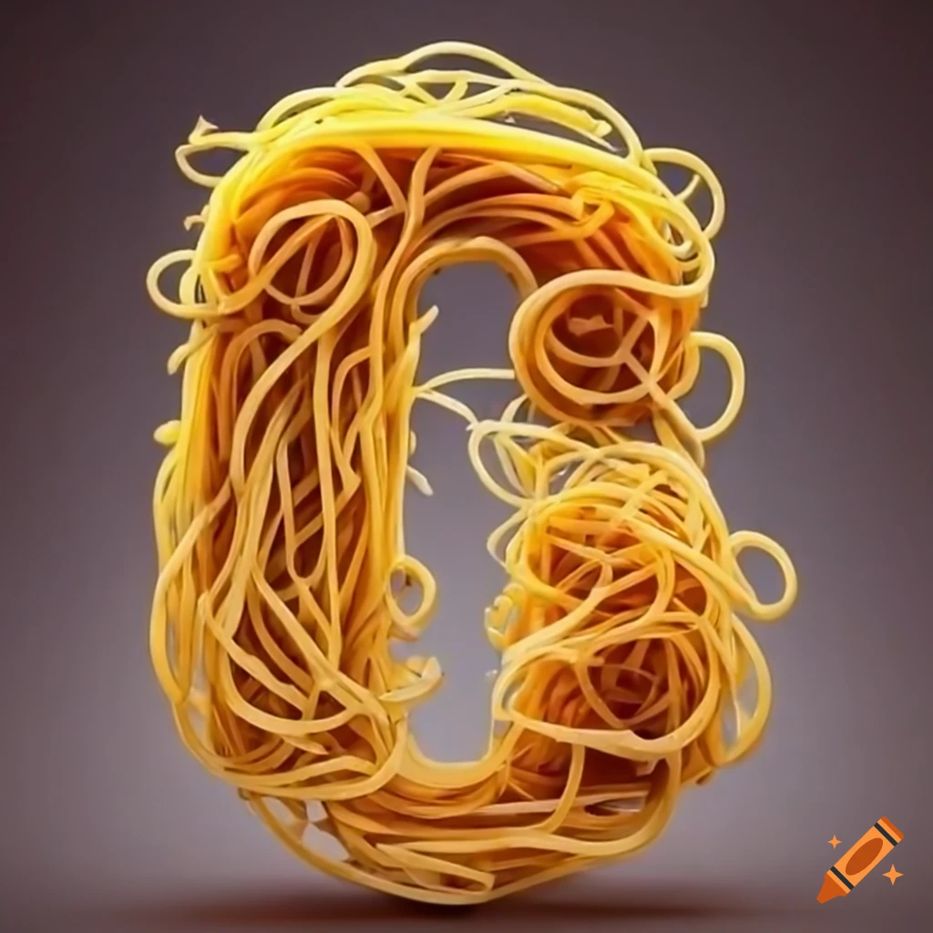 Spaghetti art with letter o shape