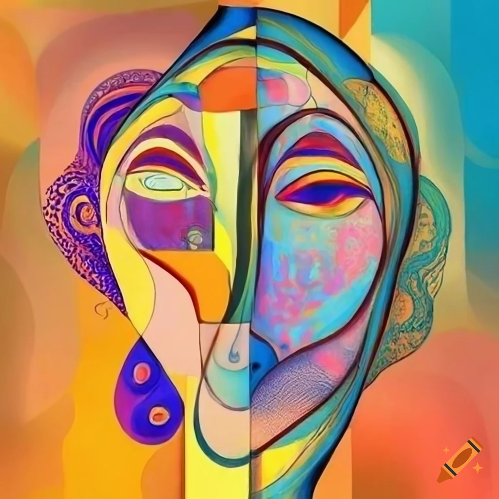 Abstract art of a woman's face with geometric patterns on Craiyon
