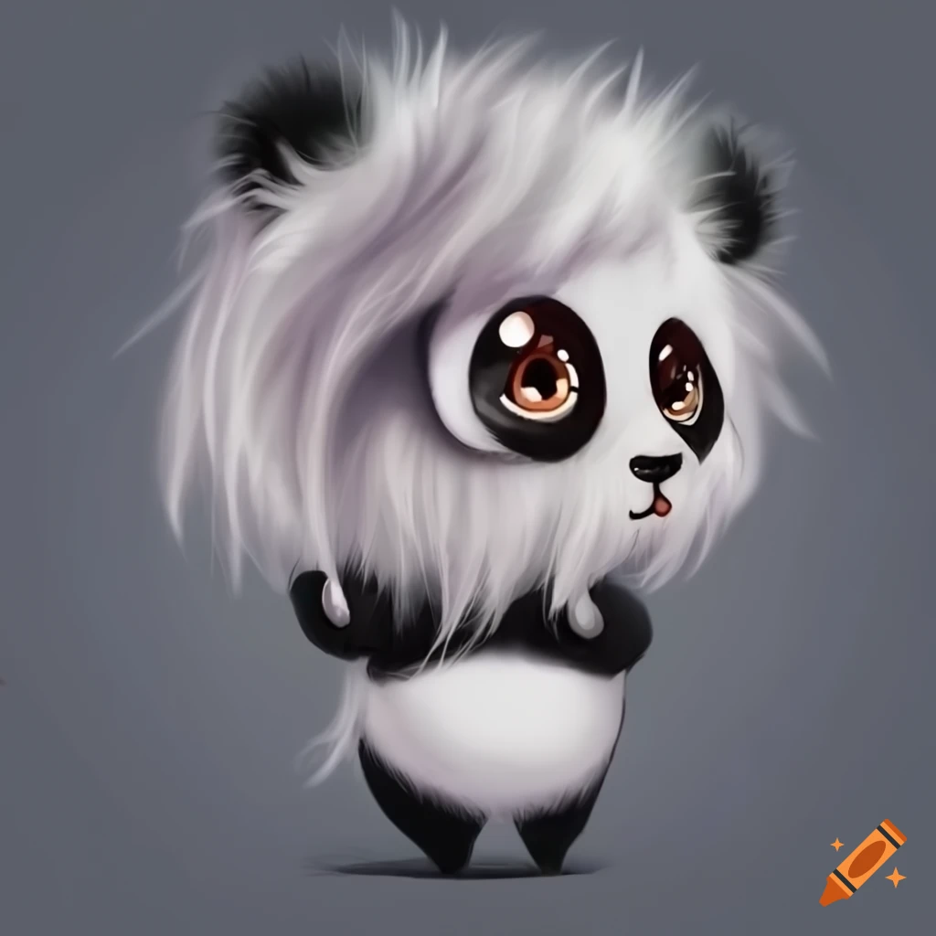 Cute avatar-style panda with funky hairstyle on Craiyon