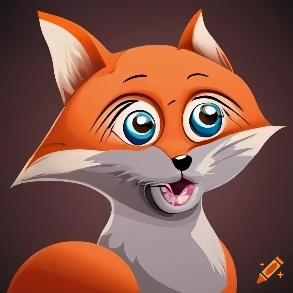 Cartoon image of a fox and cat in love