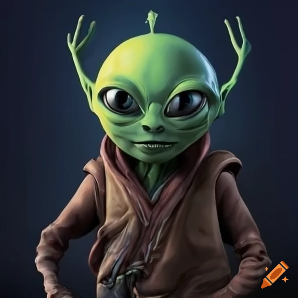 Alien fighting with disney characters