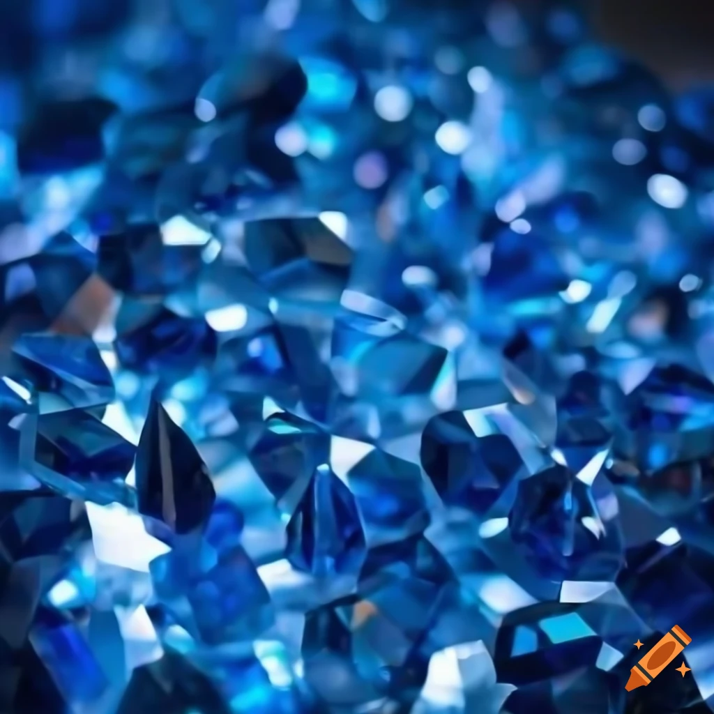 Shimmering blue gems and crystals in high definition