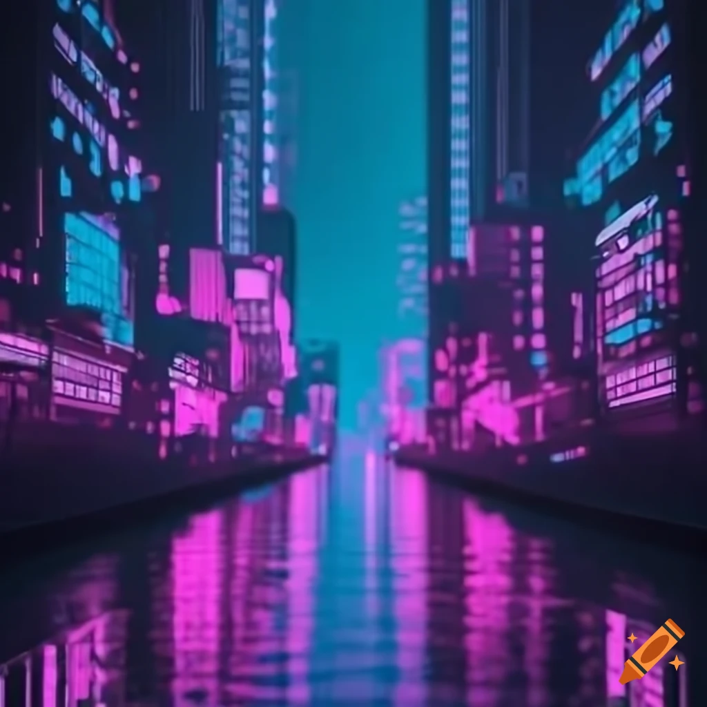 Neon cityscape artwork on Craiyon