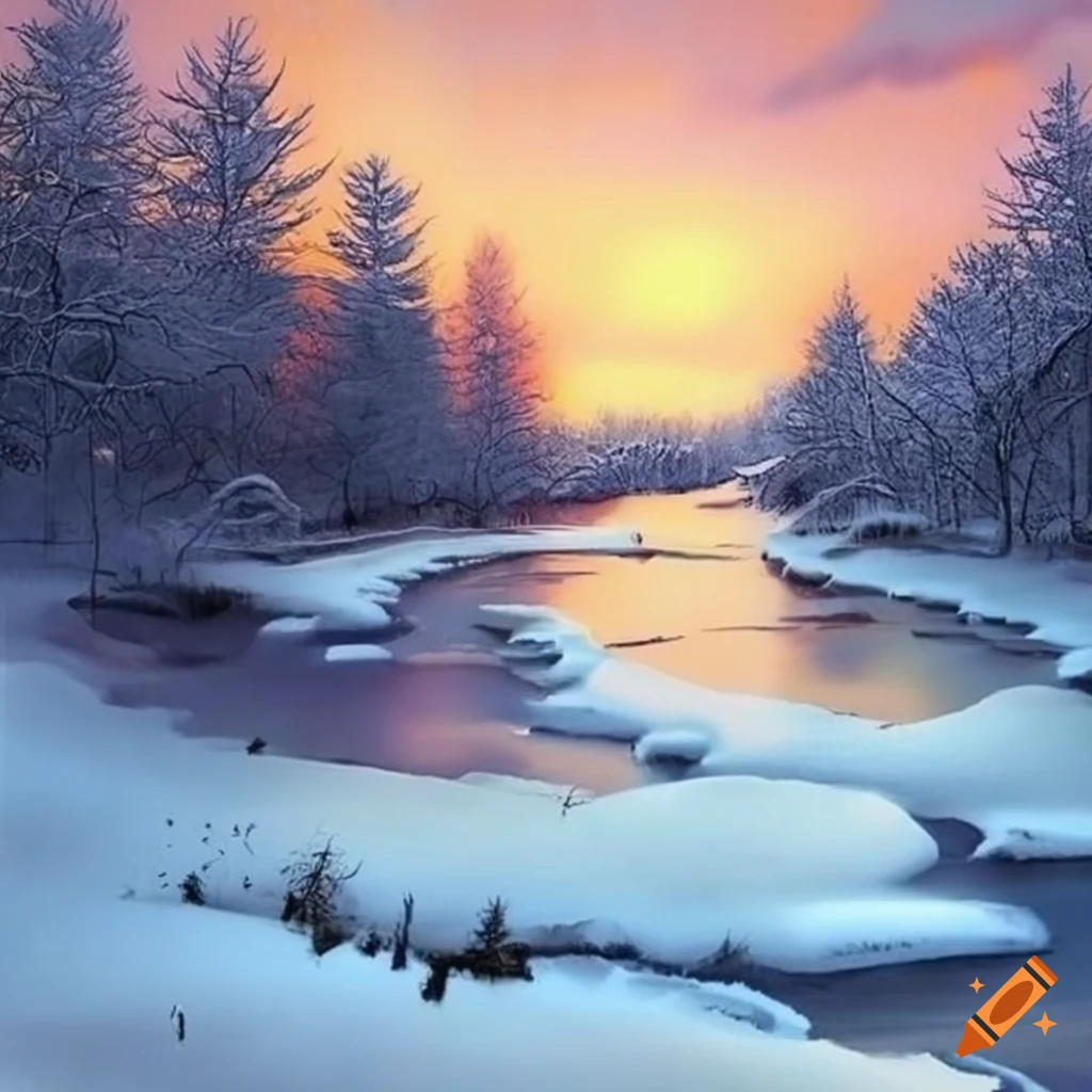 Winter landscape with dutch text