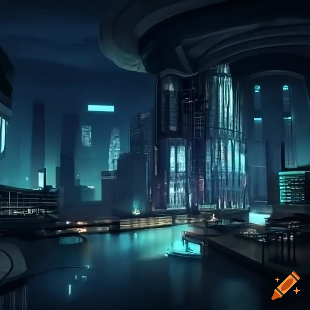 Futuristic cityscape of New Arcadia on Craiyon