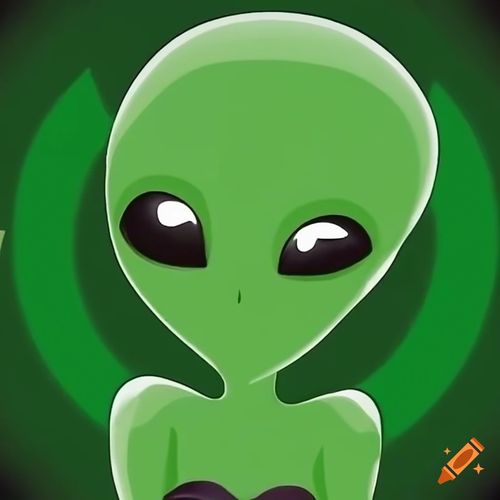 Cute green alien female illustration