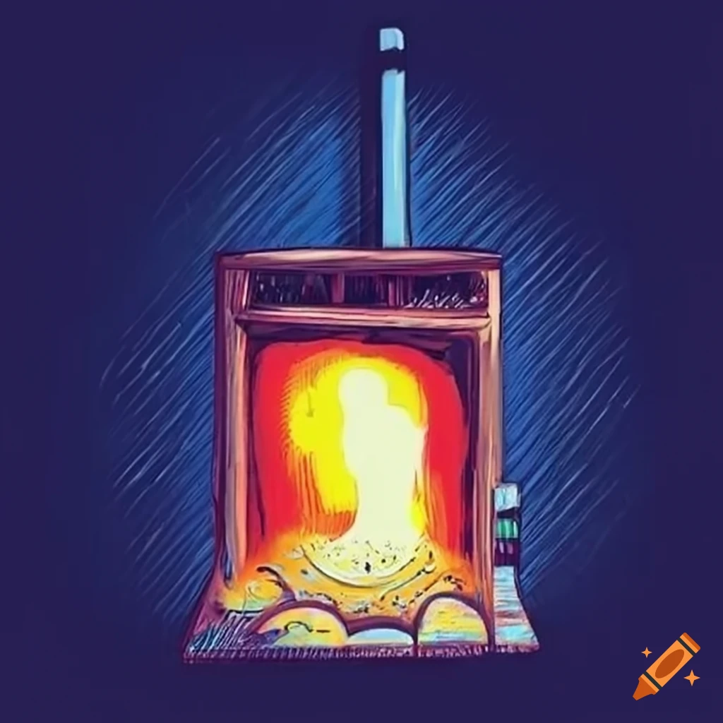 Drawing of a basement gas furnace