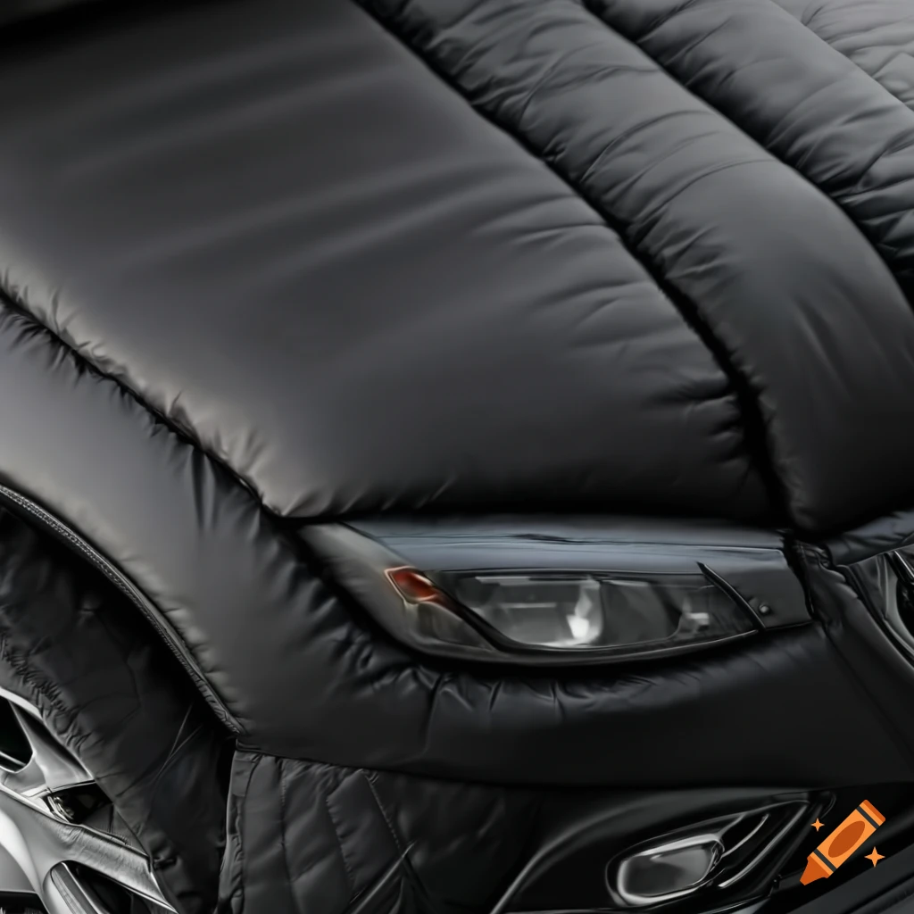 Car with textured black puffer jacket design
