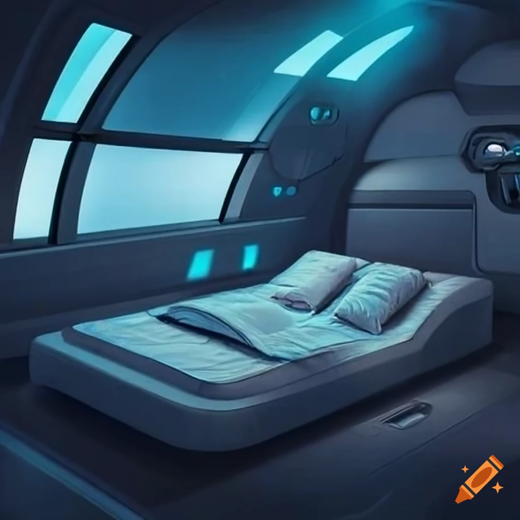 Cozy spaceship cabin with a panoramic window on Craiyon