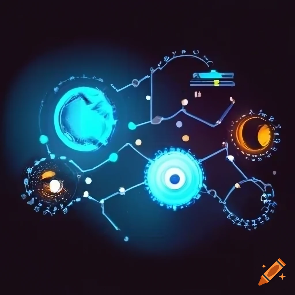 Illustration of interconnected gears representing technology's ...