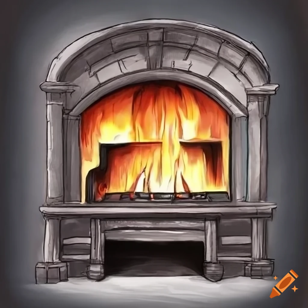 Drawing of a cozy home fireplace