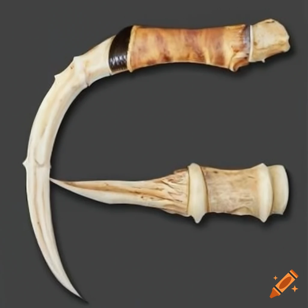 Handmade bone weapons on Craiyon
