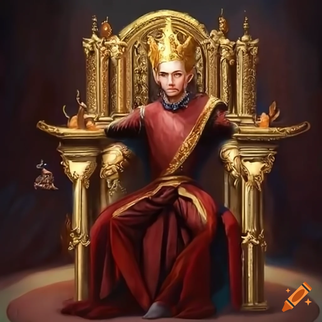 Portrait of a prince sitting on a throne on Craiyon