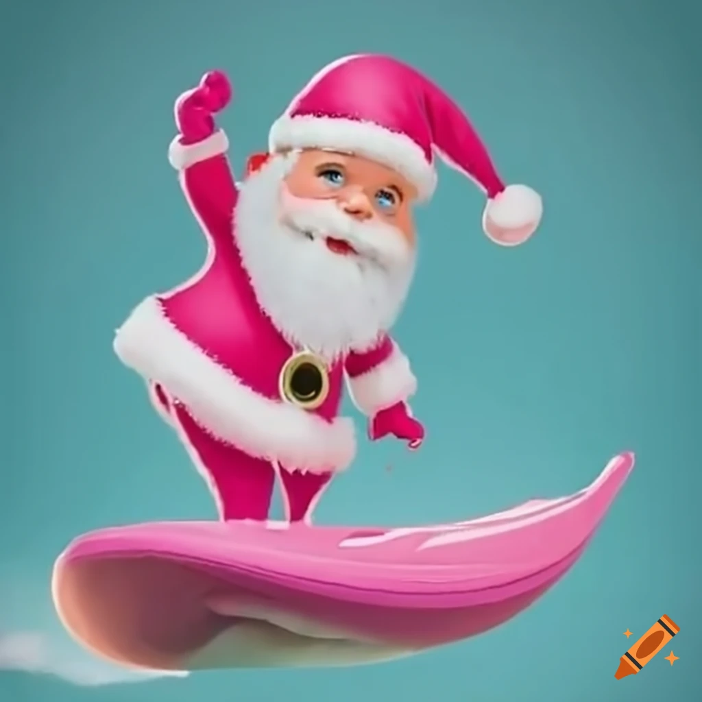 Santa claus surfing on a wave