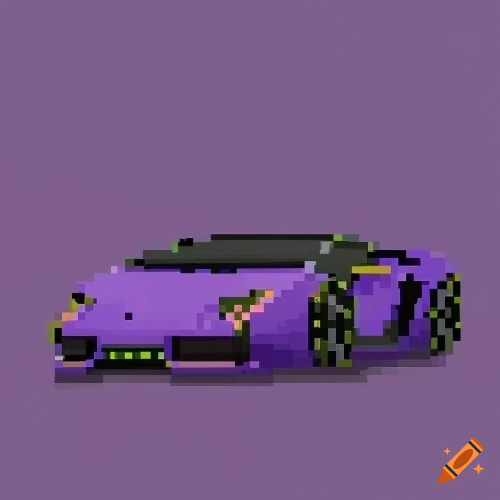 8-bit pixelart of a purple lamborghini