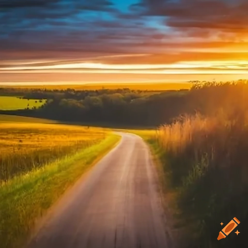 View of cyclist riding through iowa countryside