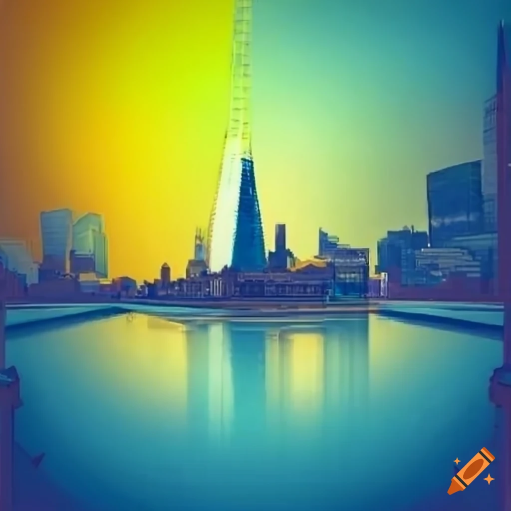 Vintage game background inspired by the shard in london