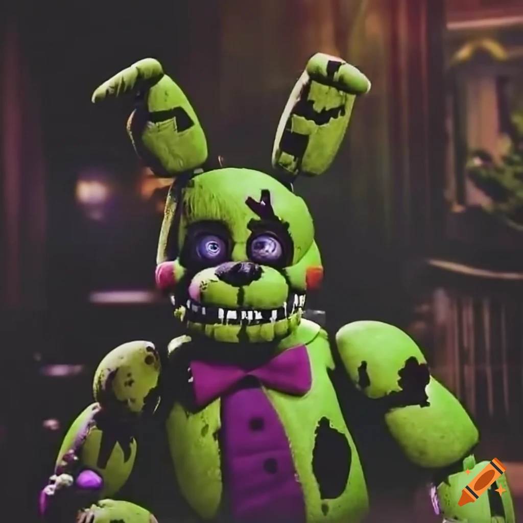 Sinister atmosphere in a dilapidated restaurant with Springtrap and ...
