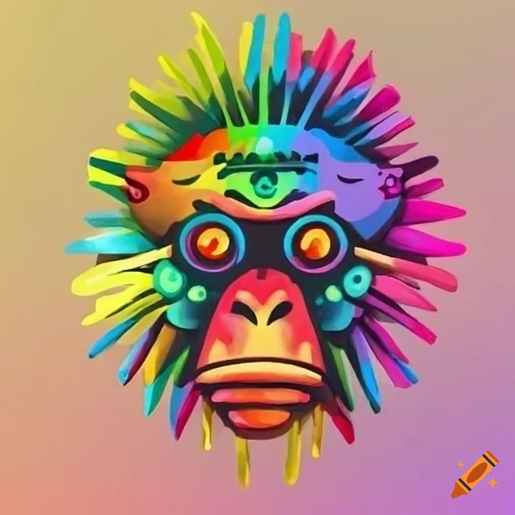 Colorful aztec monkey