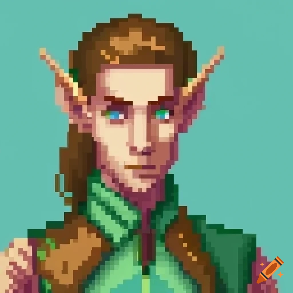 Pixel art portrait of a male elf
