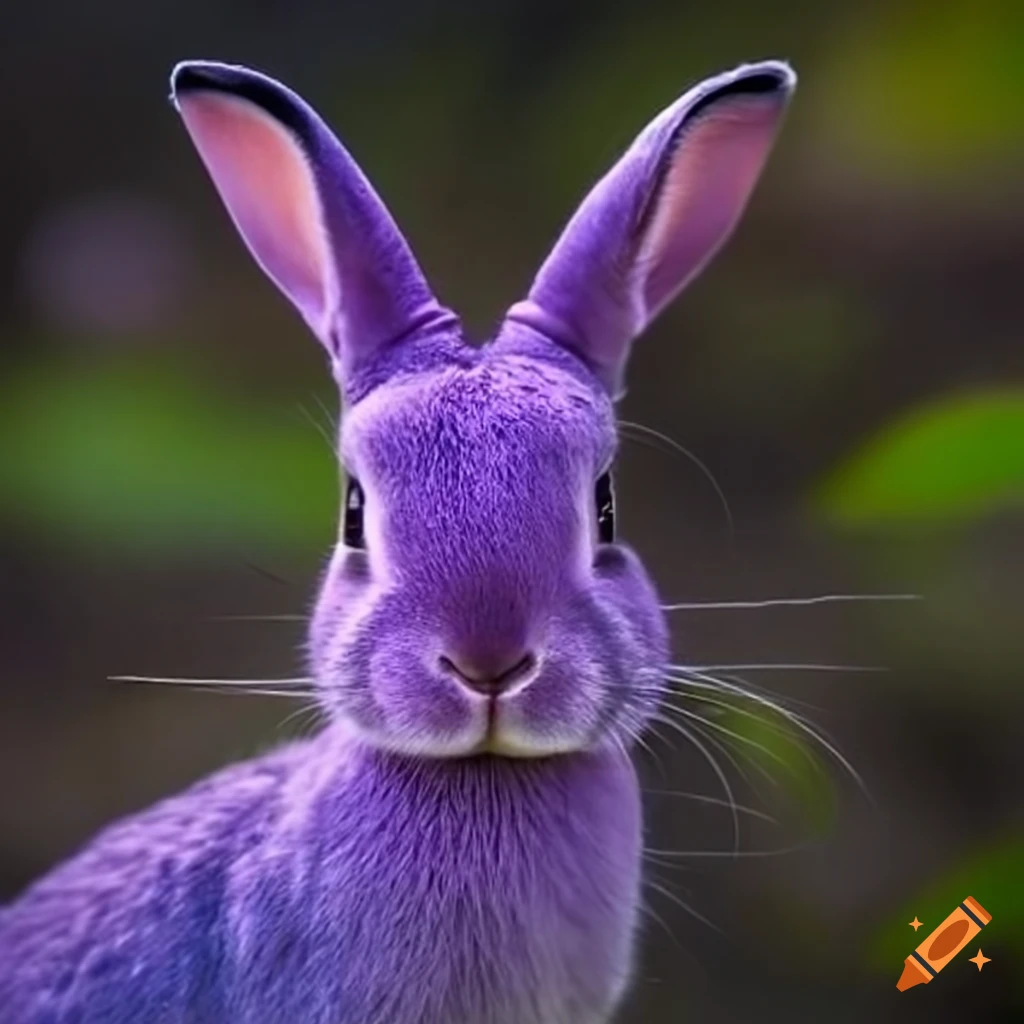 Purple floating rabbit head