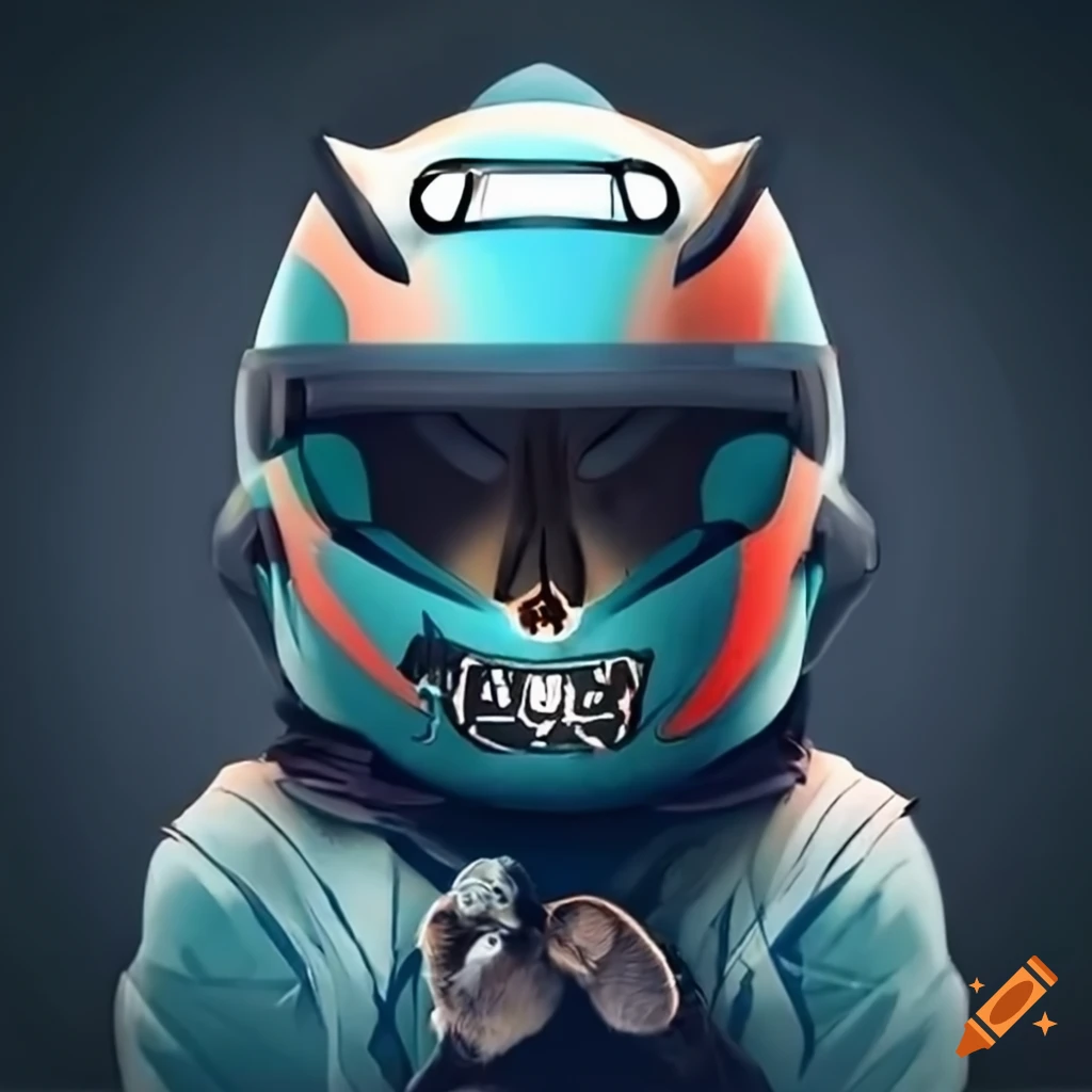 Cat in a race car with helmet