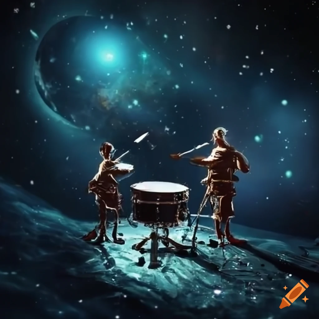 Digital art of a drummer in space on Craiyon