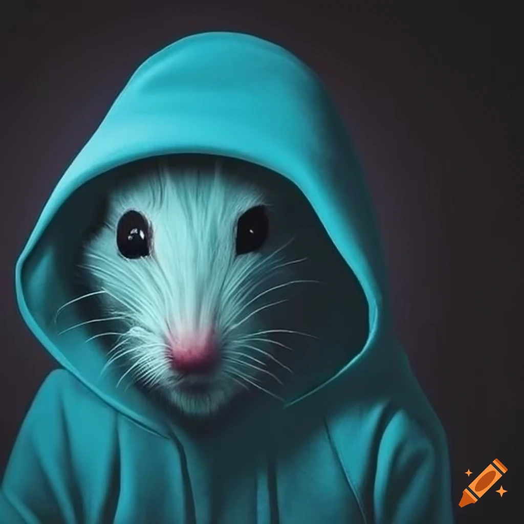 Cute mouse wearing a hoodie