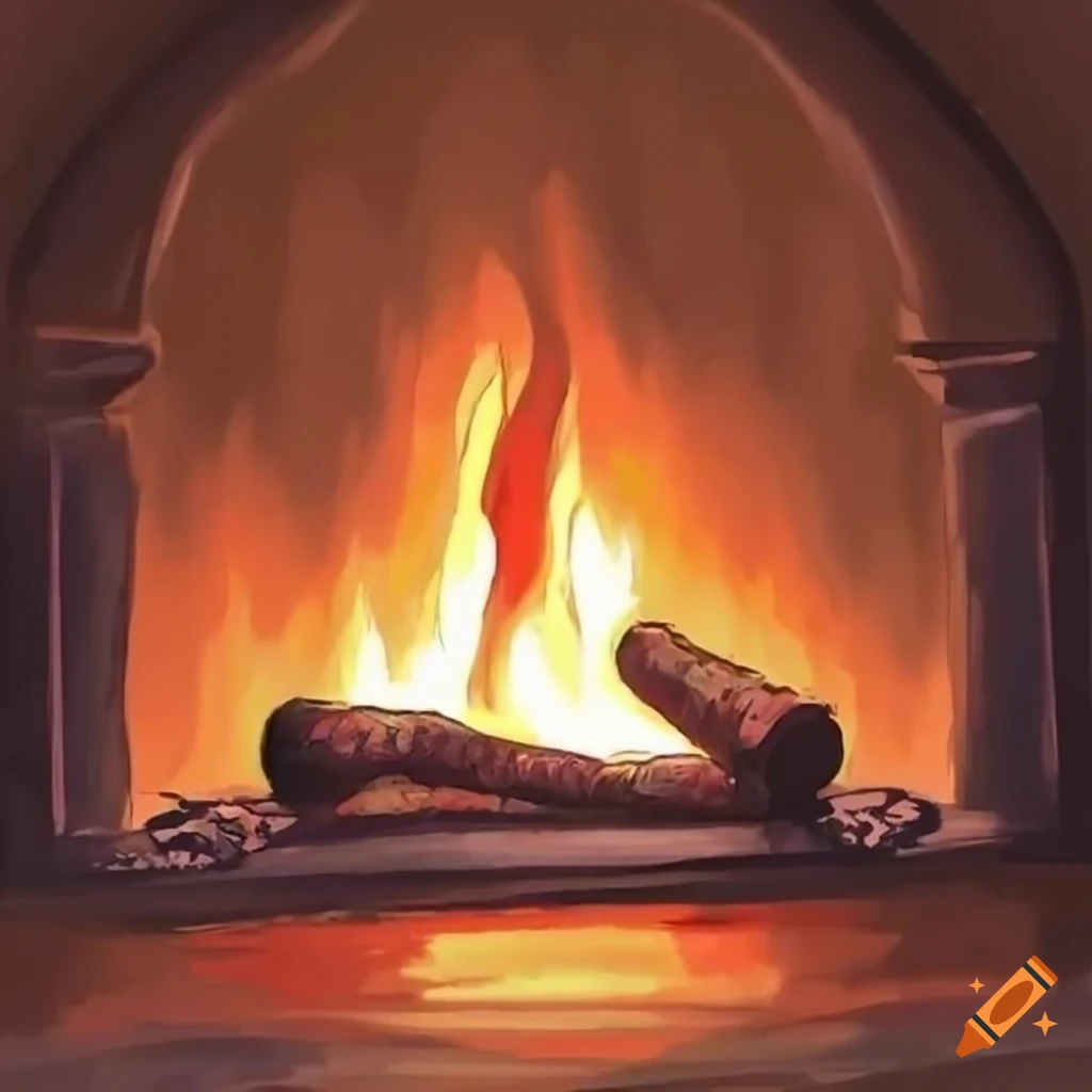 Drawing of a cozy fireplace