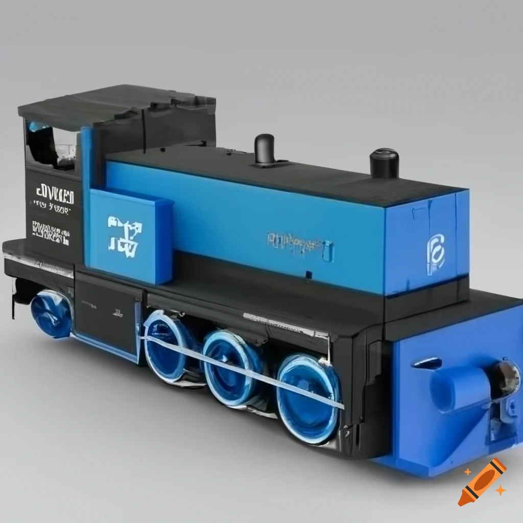 Blue e2 class locomotive with the word 'legible' on the side