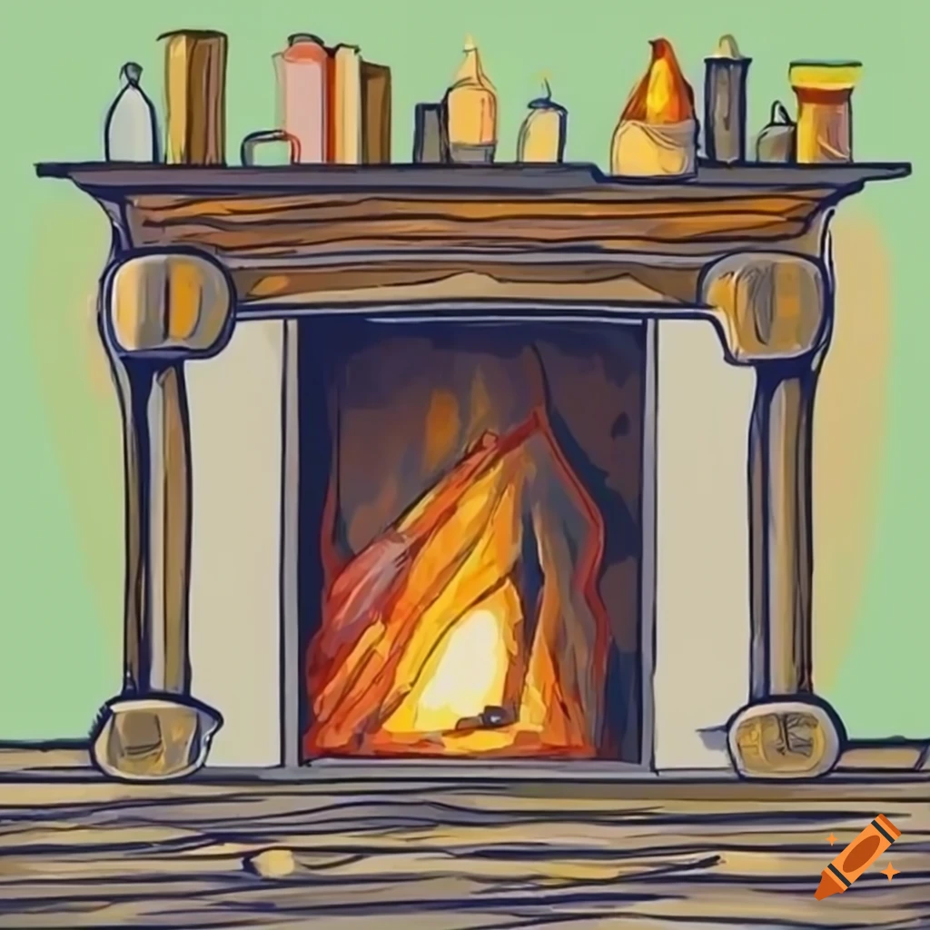 Drawing of a cozy fireplace