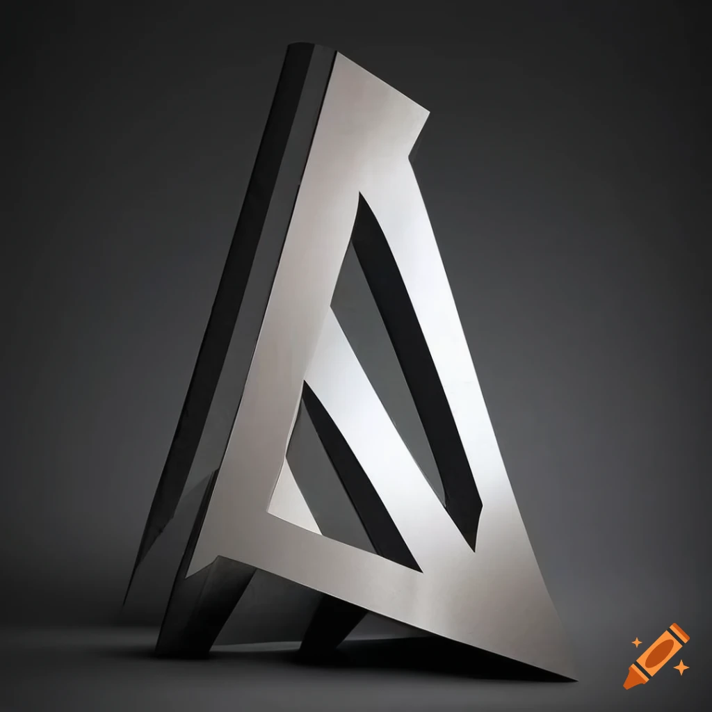 Dimensional logo design with stainless steel sheets on Craiyon