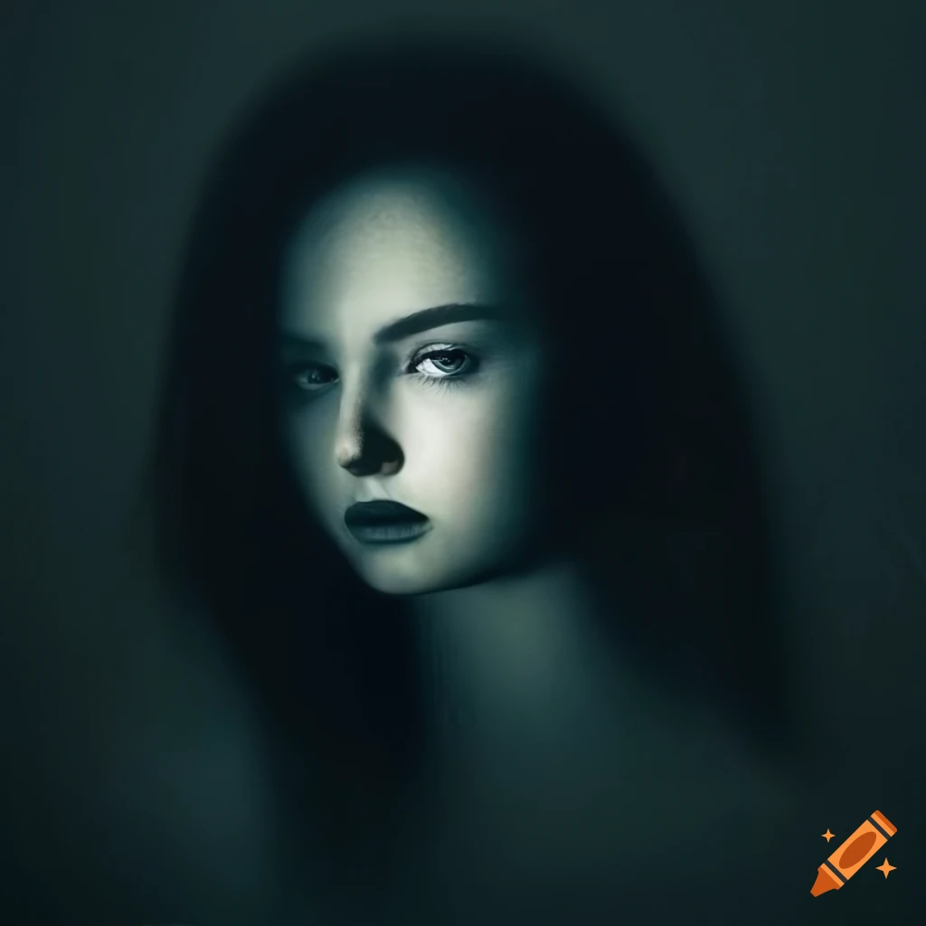 Artwork of a woman facing her shadow on Craiyon